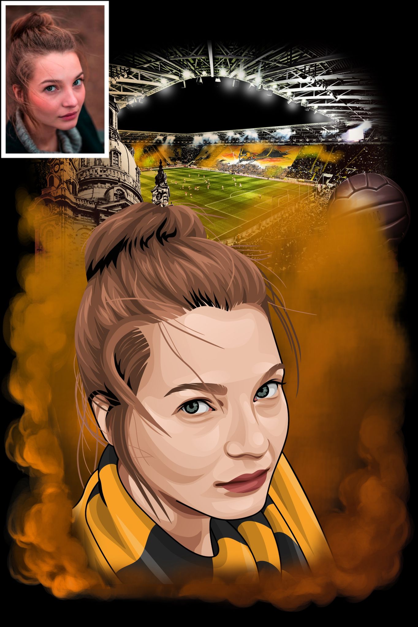 Dein persönliches, gezeichnetes Dresden Portrait als Leinwandbild ...