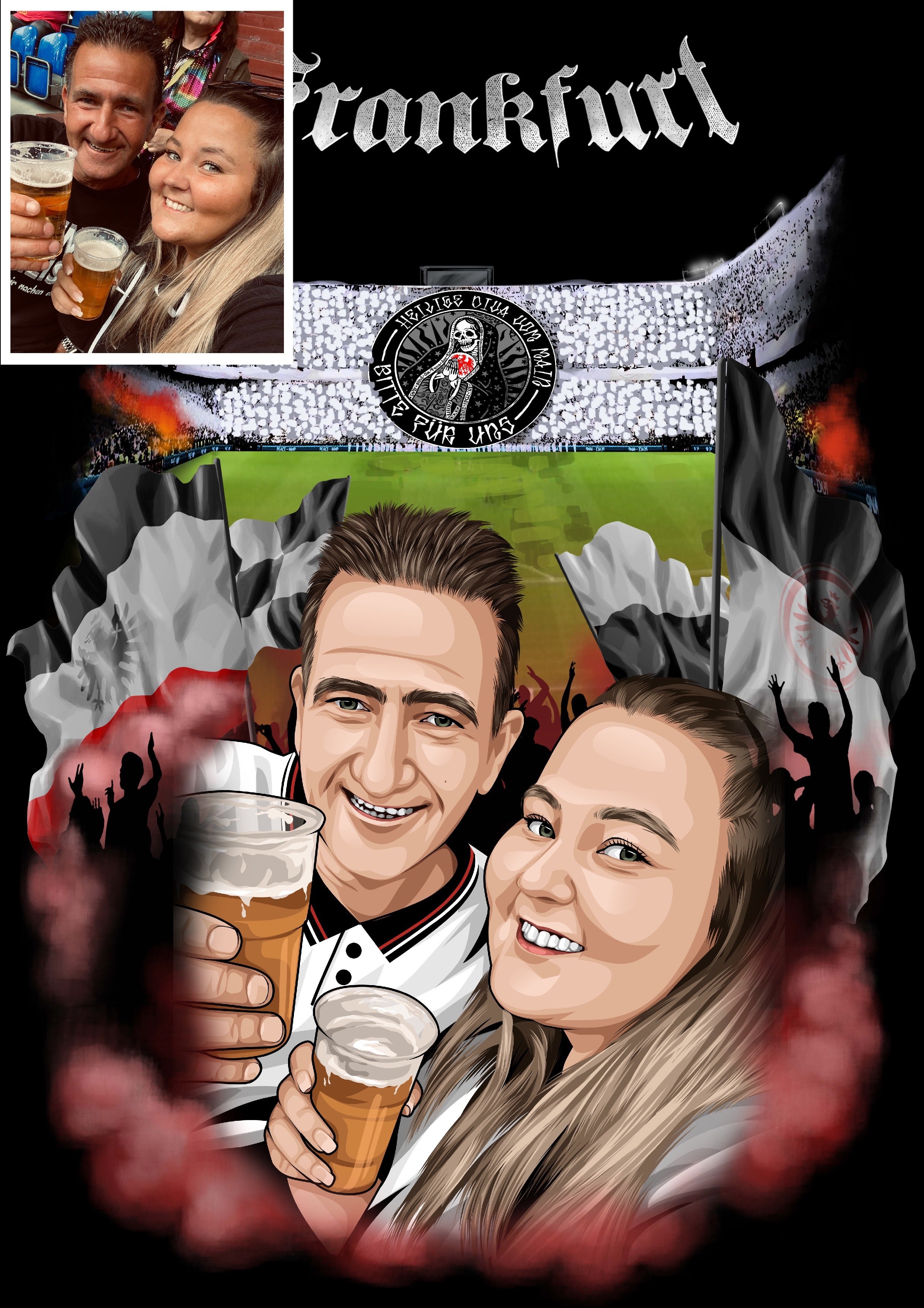 Dein digital gemaltes Frankfurt Portrait auf Leinwand - Hintergund "Se ...