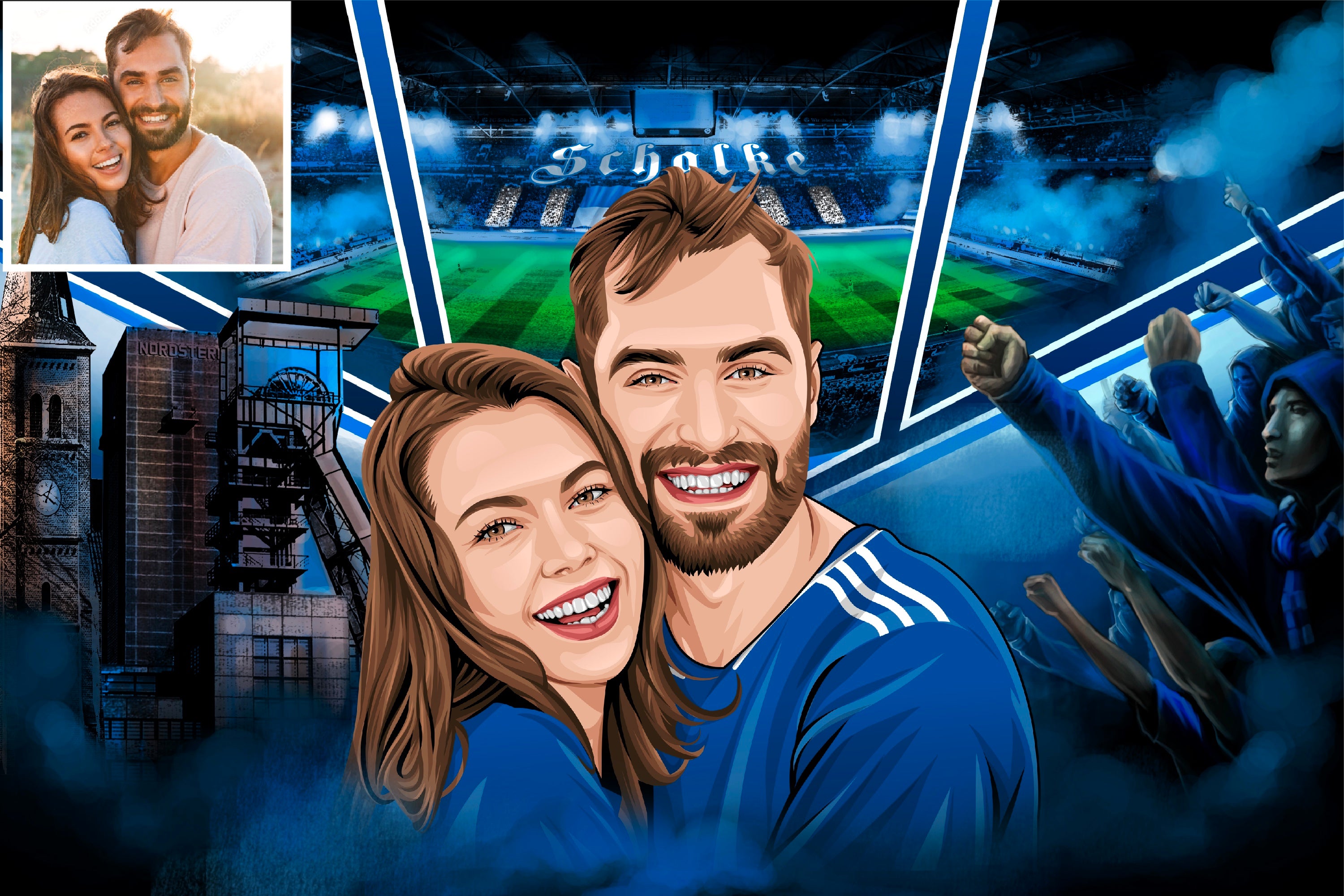 Dein gemaltes Gelsenkirchen Portrait Motiv "Arena" – Ultras Art