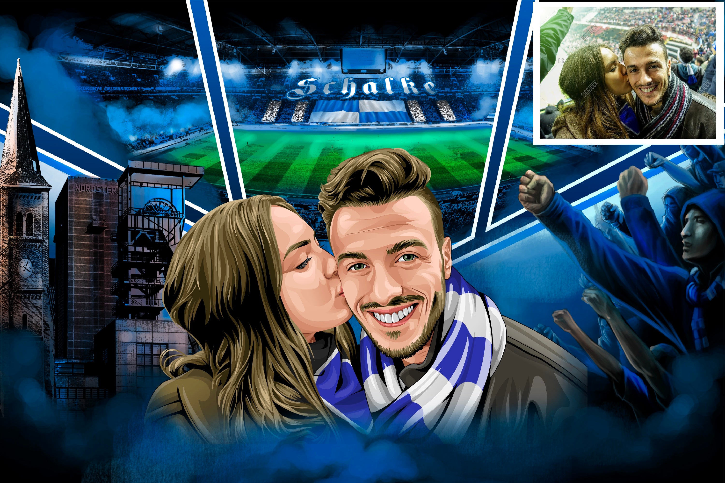 Dein gemaltes Gelsenkirchen Portrait Motiv "Arena" – Ultras Art